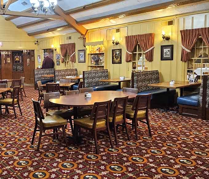 Those round tables and patterned carpet have witnessed more family celebrations than your aunt's photo album collection.