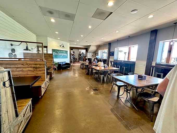 Inside, rustic charm meets modern comfort where pie dreams become delicious reality every single day.