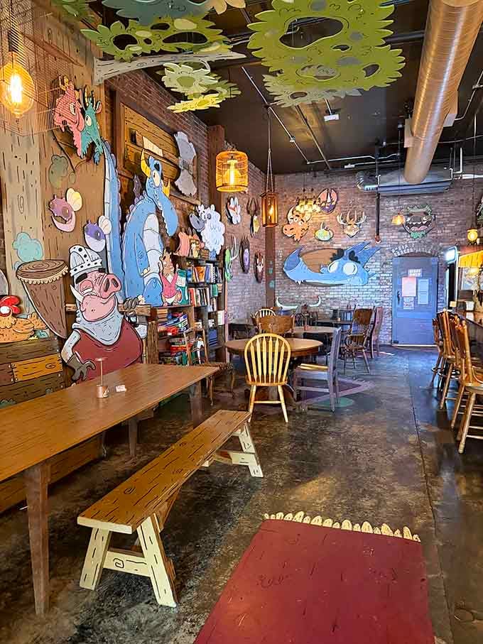 Step inside and suddenly you're dining in a fairy tale where the walls tell stories.