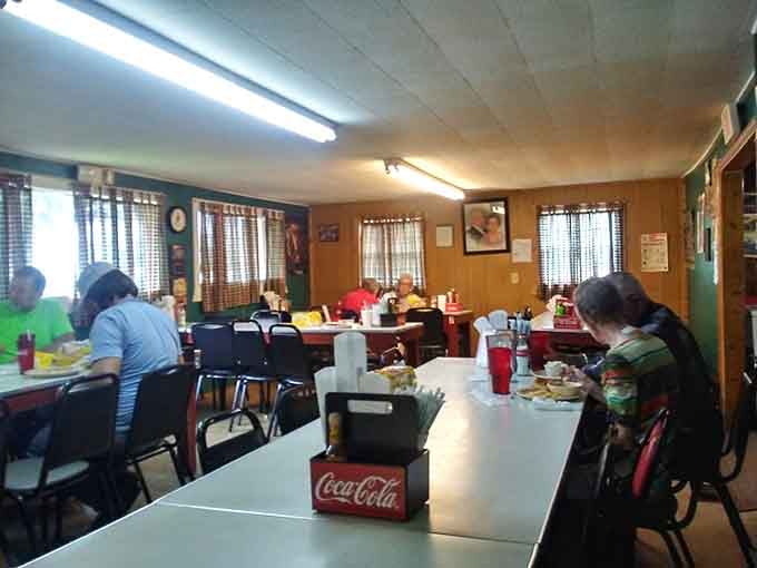 Wood-paneled walls and cozy tables create the kind of atmosphere where time slows down deliciously.
