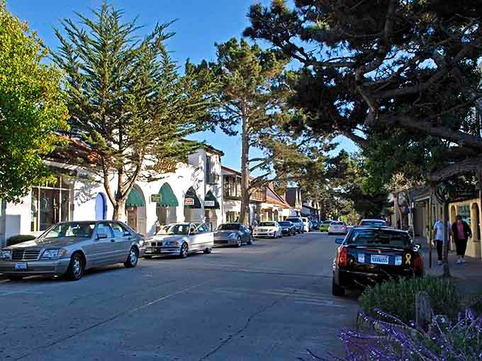 Charming facades and windswept pines create a storybook setting where even parking feels like part of the adventure.