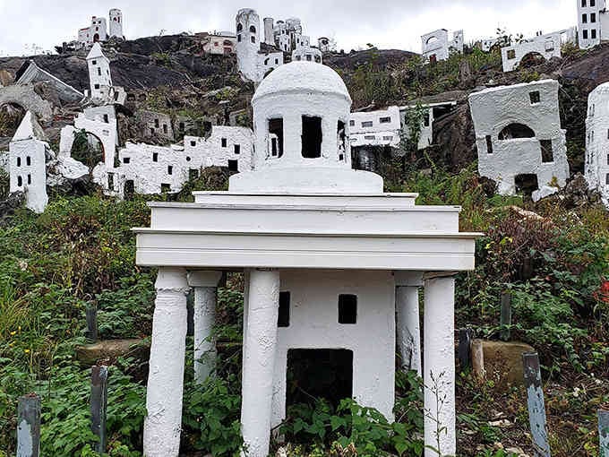 Picture Santorini meets Sunday school in this heavenly hillside village that feels wonderfully out of place.