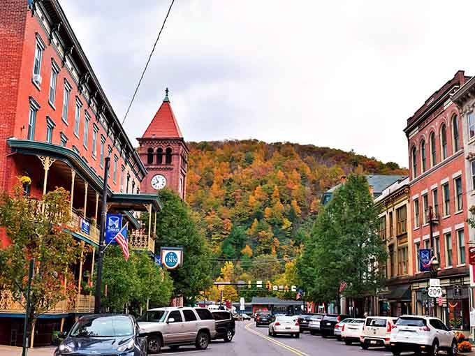 Mountains frame this valley town like nature's own theater curtains, with Victorian buildings stealing every scene below.