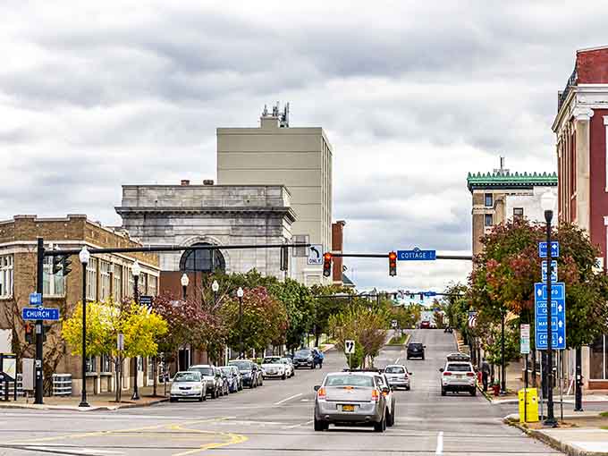 Lockport's tree-lined streets frame architectural gems that remind you when buildings were built to impress, not just function.