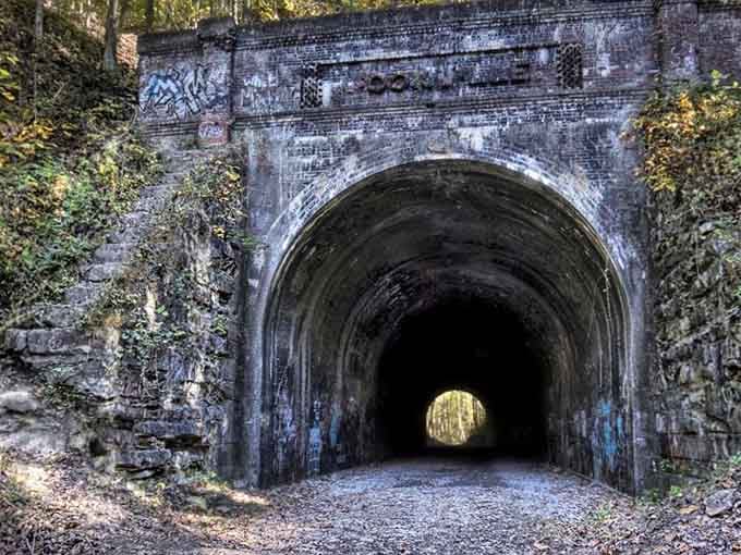 That tiny circle of light at the end makes this tunnel feel like a time machine to Ohio's mysterious past.