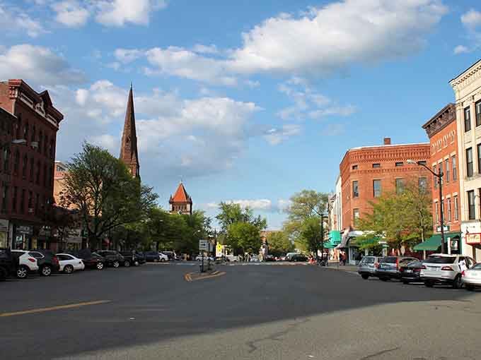 That church steeple rising above the trees is the kind of landmark that helps you find your way home.