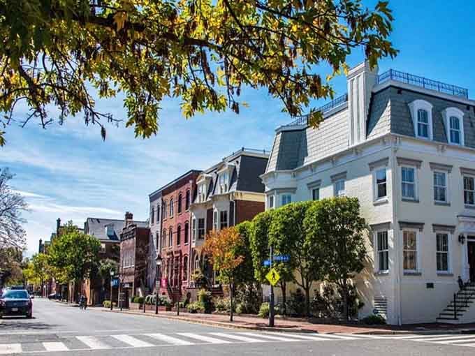 These colorful row houses look like they borrowed their paint palette from a European postcard collection.