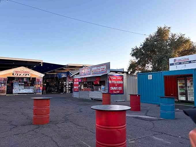 Those repurposed oil drums as tables show serious creativity&mdash;like something MacGyver would approve of for outdoor dining.