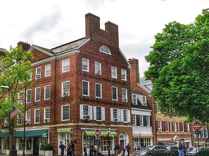 Colonial brick buildings stand proud on Nassau Street, where Einstein once walked and brilliant minds still gather daily.