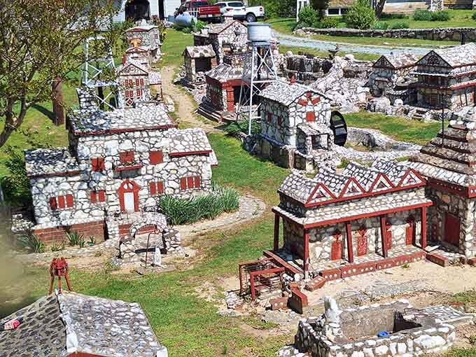 Every miniature building sparkles with hand-placed tiles and stones, creating a fairy-tale village that'll make you feel giant-sized.