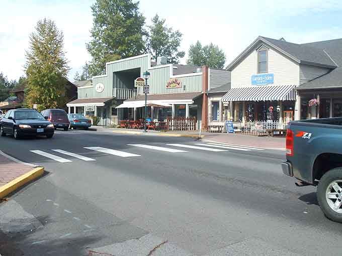 Main Street lined with local shops where everyone remembers your coffee order from last month's visit.