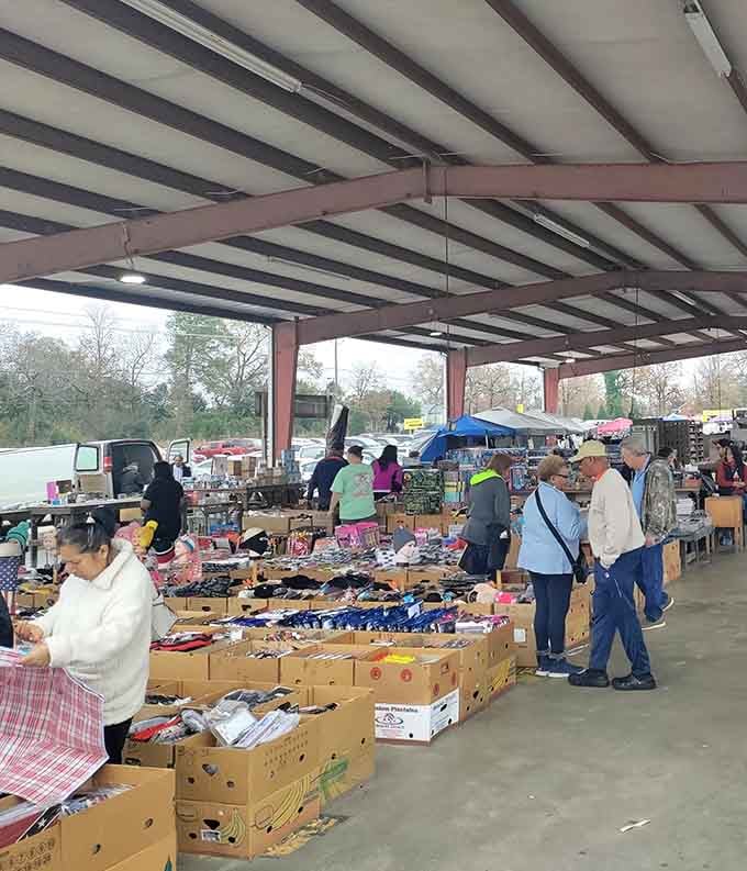 Covered pavilions stretch endlessly, protecting shoppers and their soon-to-be treasures from whatever weather Georgia throws their way.