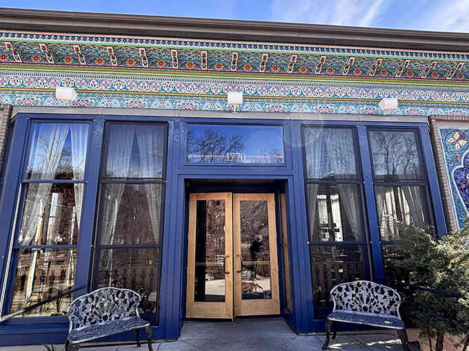 Every inch of this blue facade tells a story, hand-painted by artisans halfway around the world.