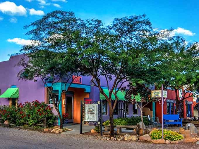 When an artist's palette becomes architecture, you get these vibrant adobe walls that practically sing in the sunshine.