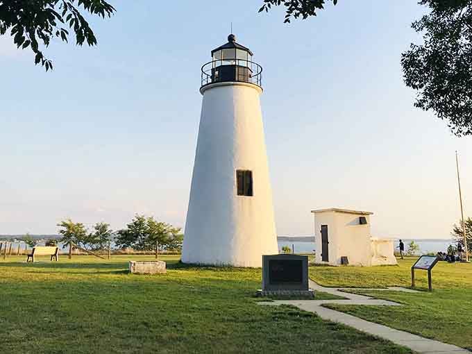 Golden hour at this classic white tower creates shadows that photographers dream about all year long.