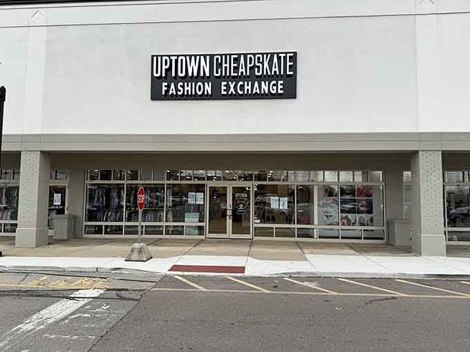 Clean modern lines and bright signage promise a boutique thrift experience that's refreshingly organized inside.