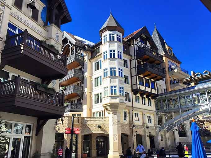 These Alpine towers and timber balconies look like they were airlifted straight from an Austrian mountainside at dawn.