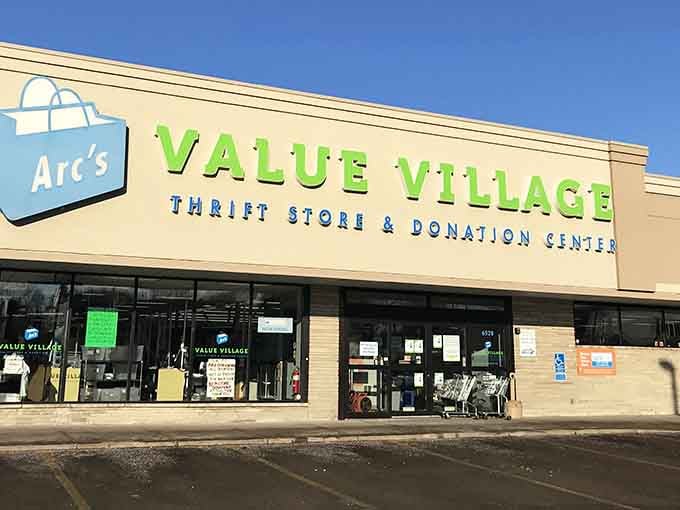 The welcoming storefront sits ready to reveal countless pre-loved items just waiting for their second act.