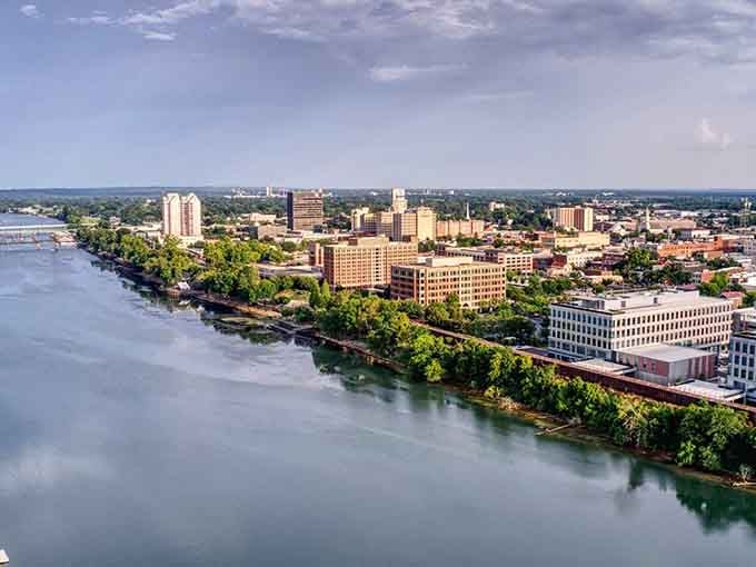 The river curves through Augusta like a silver ribbon, reflecting a skyline that balances history with modern energy.