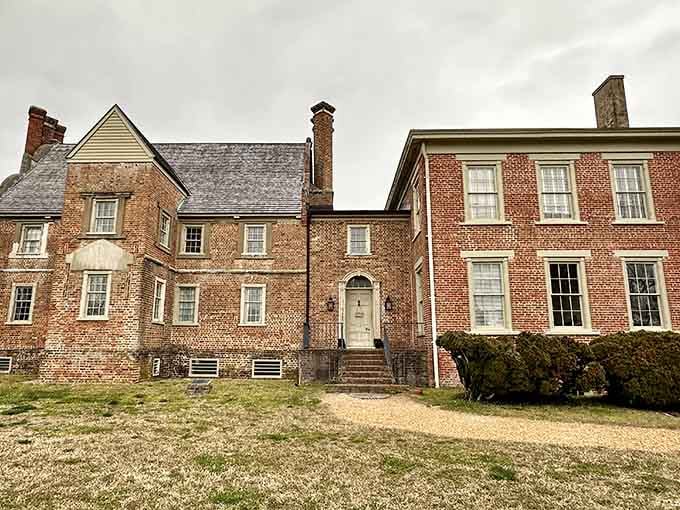 The mismatched brickwork tells stories of additions and changes spanning centuries of Virginia life.