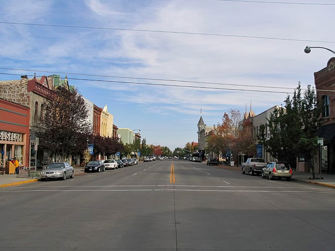 That clock tower and wide main street give off serious "Mayberry meets the Old West" vibes without the tourist prices.