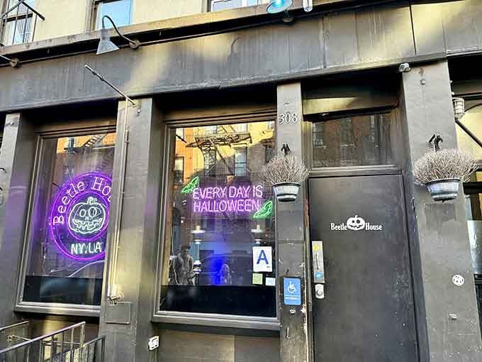 When neon signs promise "Every Day Is Halloween," you know you've found your people and your dinner destination.