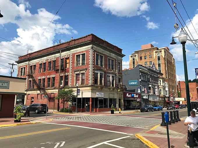 Classic brick buildings line these streets where architectural details remind you when craftsmanship actually meant something special.