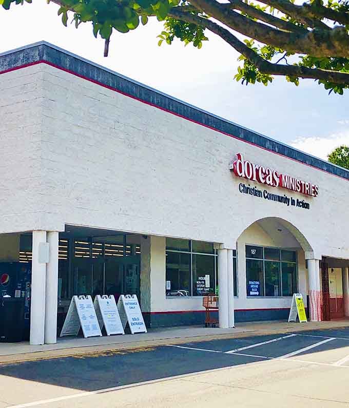 Sunshine bathes this ministry storefront where shopping becomes an act of kindness for your wallet and community.