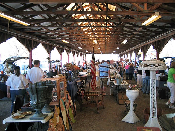 Under those gorgeous wooden beams, antique lovers find their happy place surrounded by vintage furniture and collectible treasures galore.