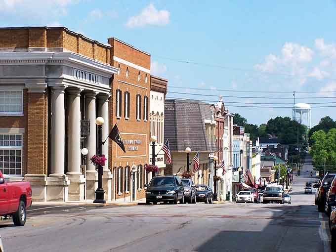 That grand building with its stately columns stands watch over a town that values tradition and community.
