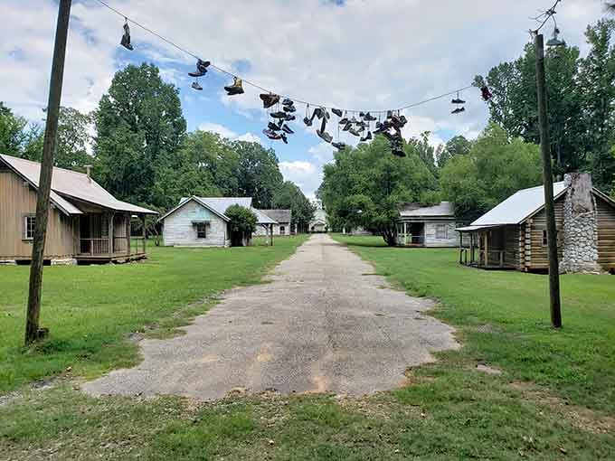 The main street of this historic settlement stretches invitingly between weathered buildings that whisper stories of yesteryear.
