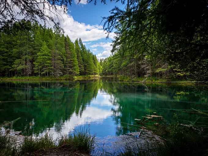 This mirror-perfect reflection makes you wonder if you're looking up or down into nature's crystal ball.