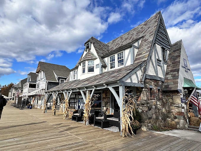 Half-timbered facades and stone accents line the waterfront like a postcard from the Swiss countryside come alive.