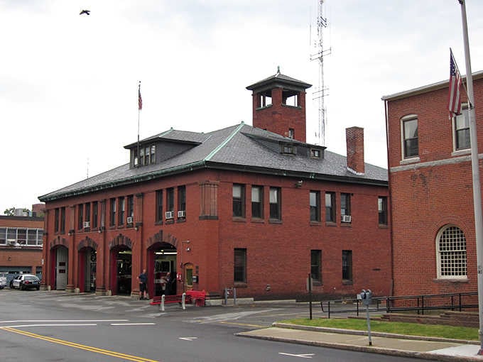 That red brick fire station with its distinctive tower stands as a proud reminder of community service.