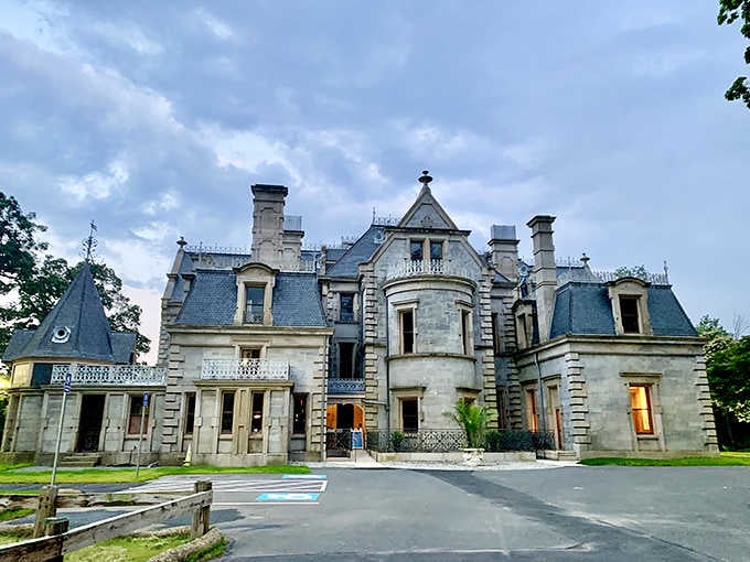 Those illuminated windows at dusk make this architectural masterpiece feel even more like a European palace.