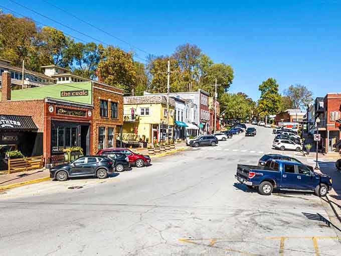 This main street climbs uphill like it's got somewhere important to be, lined with shops begging you to explore.