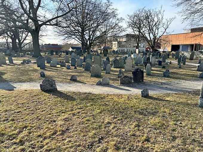 These solemn memorial stones stand as silent witnesses to one of history's darkest chapters of injustice.