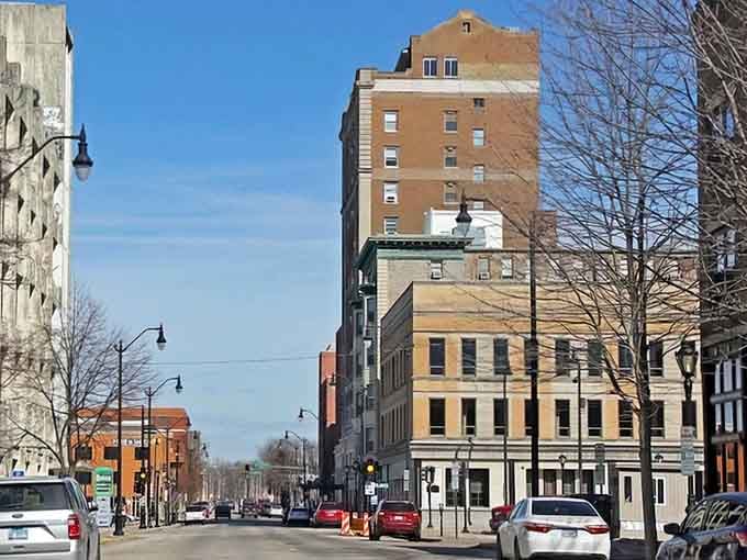 Tall buildings frame wide boulevards where the pace slows down and community matters more than rush.