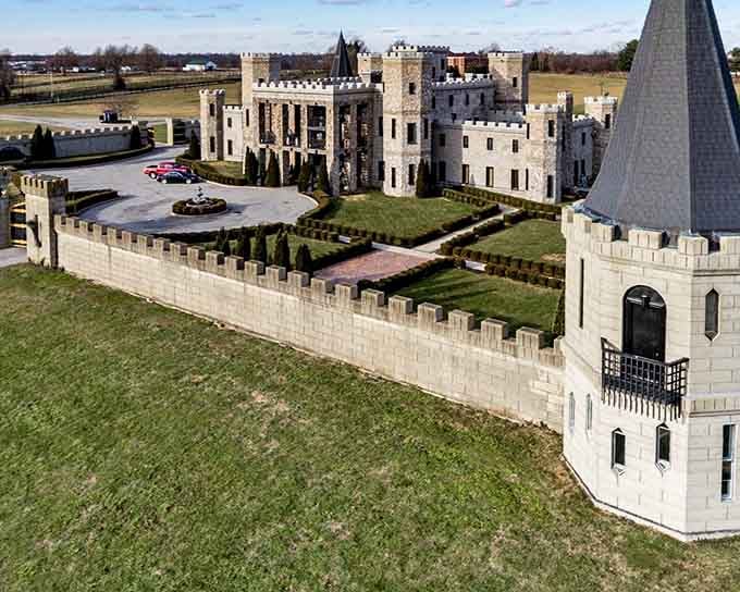 The manicured hedges and stone towers create a fairy tale setting you won't believe exists in the Bluegrass State.