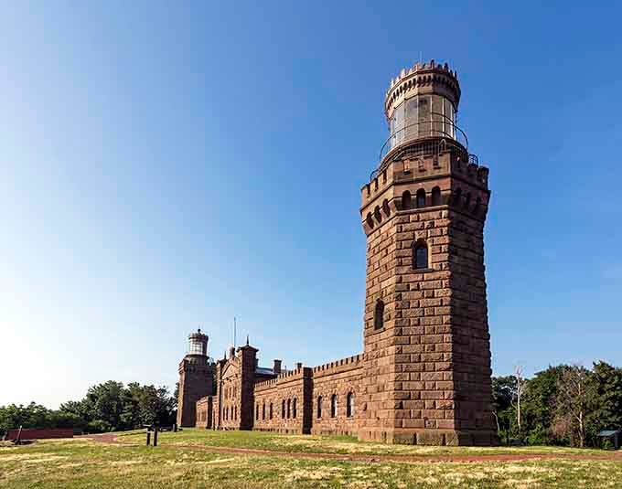 The intricate stonework on this historic lighthouse proves they really knew how to build things back in the day.