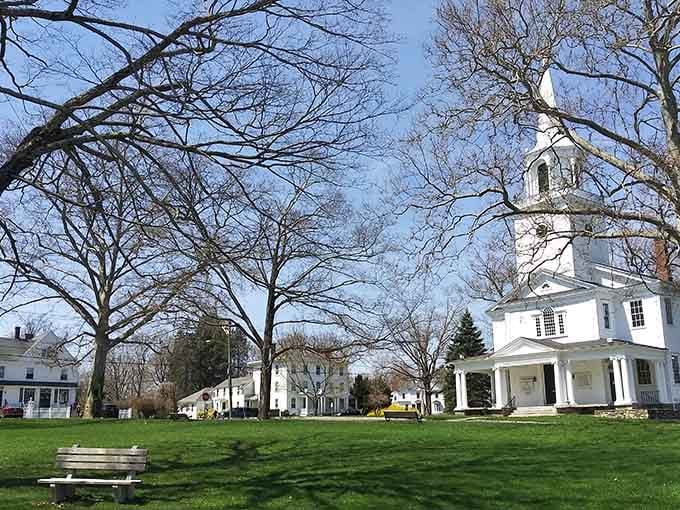 Washington's town green spreads out like a Norman Rockwell painting, complete with that picture-perfect white steeple reaching skyward.
