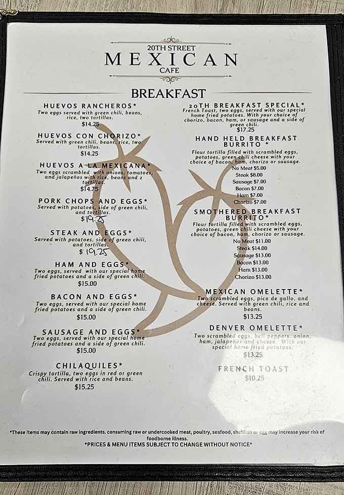 The breakfast menu reads like a love letter to Mexican morning traditions, beautifully straightforward and delicious.