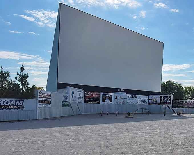 This massive screen stands ready to transform an ordinary Missouri evening into something extraordinary under the stars.