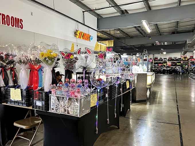 Inside 7 Mile Fair, treasures gleam under industrial lights like a museum dedicated to the art of the deal.