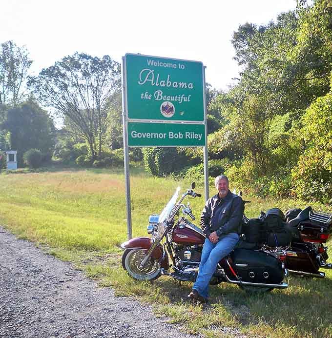 Two wheels, open road, and the best sign in America. This is what freedom looks like, folks.