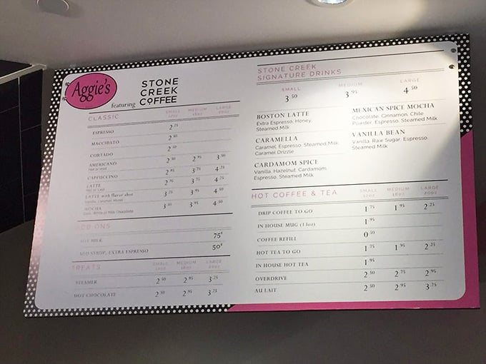 The signature drinks menu reads like a greatest hits album, each one ready to complement your pastry selection beautifully.