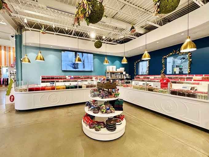 The candy counter stretches endlessly, offering a rainbow of choices that would make even the pickiest kid dizzy.