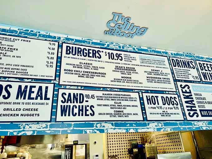 The menu board speaks a language everyone understands: pure, unapologetic comfort food that makes your heart sing with anticipation.