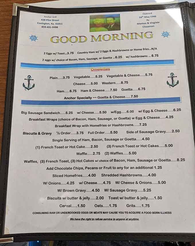 This menu reads like a greatest hits album of American breakfast, with goetta playing the headlining role.