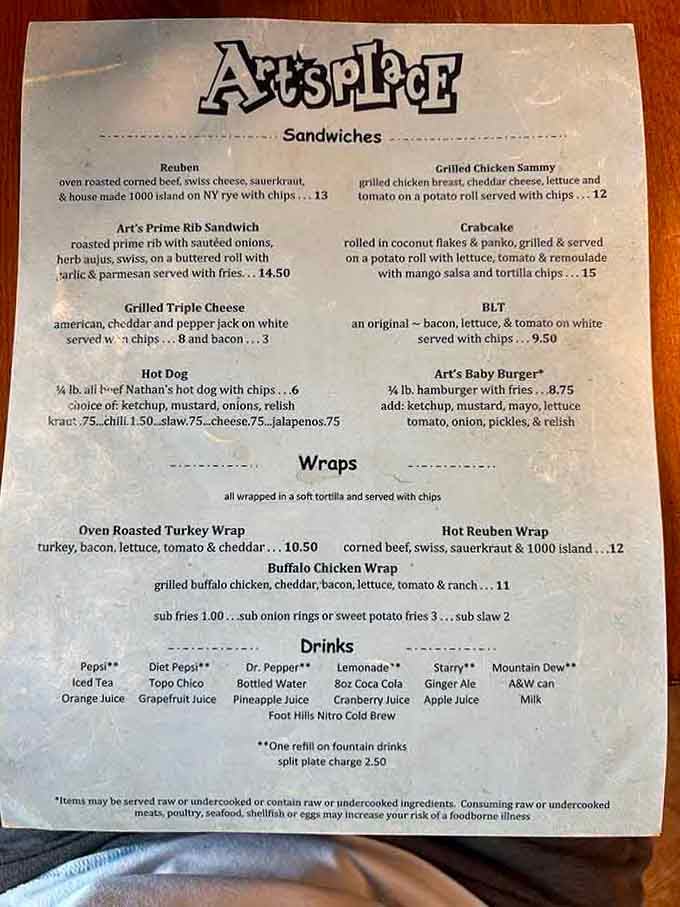 From Reubens to crabcakes, this menu reads like a greatest hits album of comfort food done right.